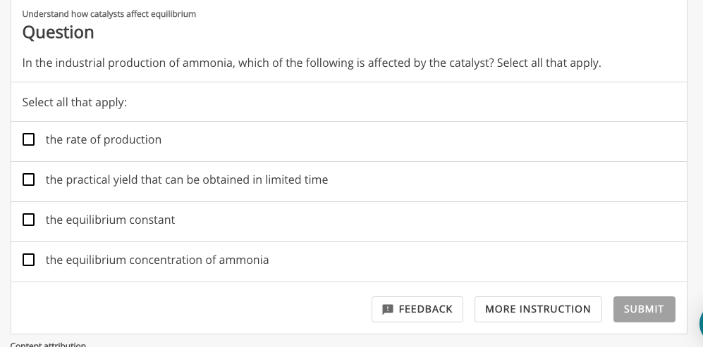 Solved Understand how catalysts affect equilibrium Question | Chegg.com