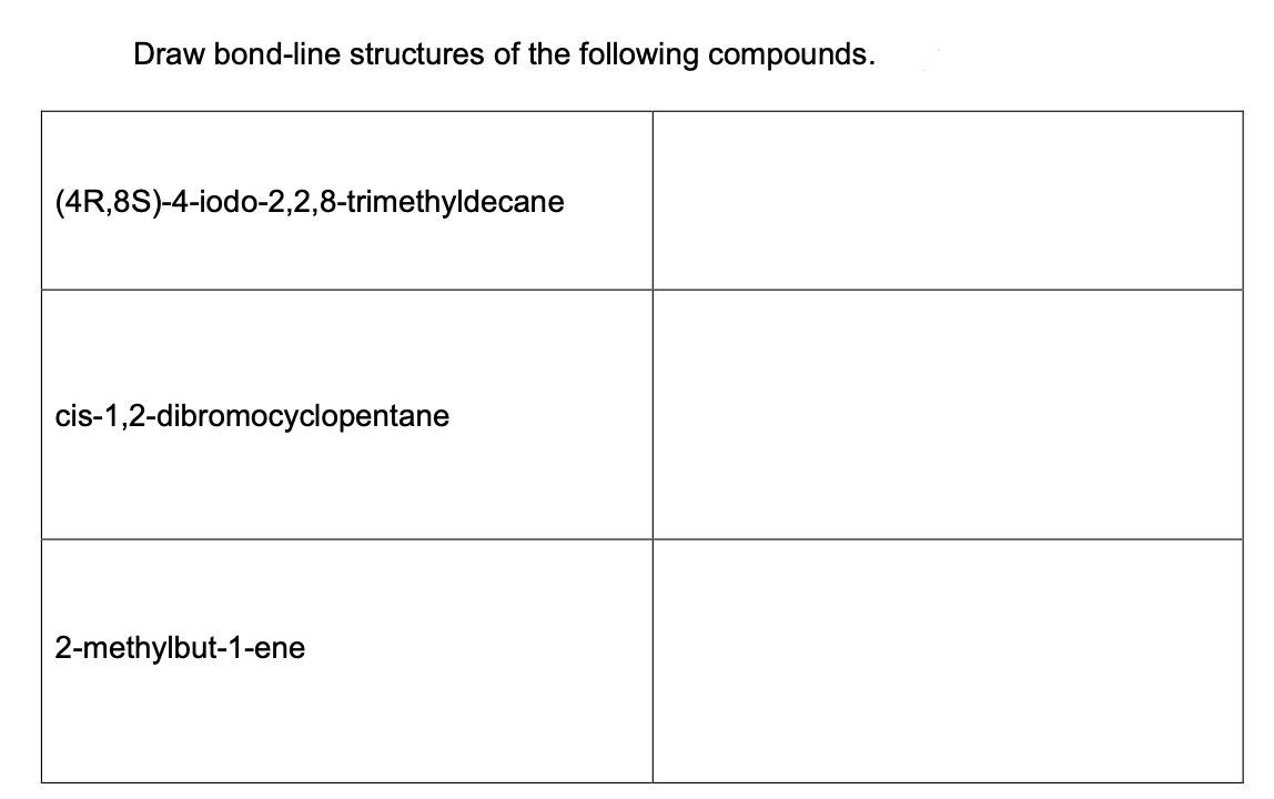 Solved Draw bond-line structures of the following compounds. | Chegg.com