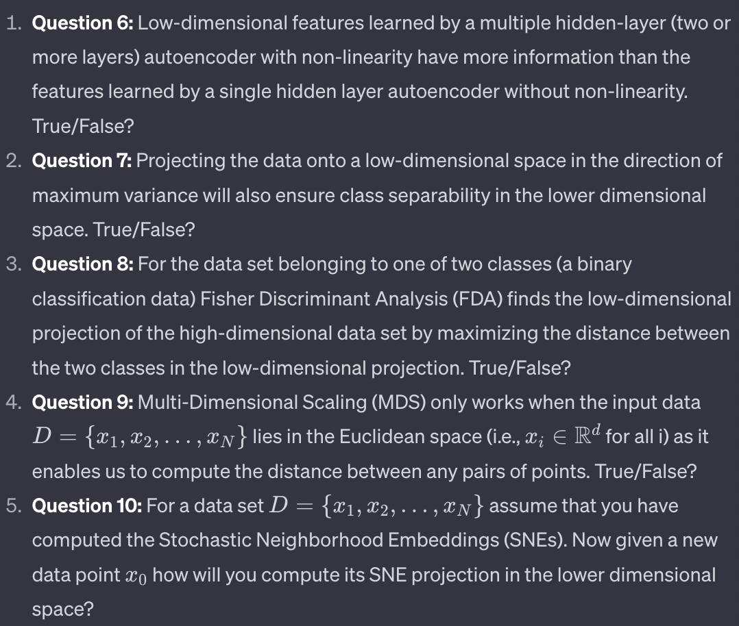 Solved 1. Question 6: Low-dimensional features learned by a | Chegg.com