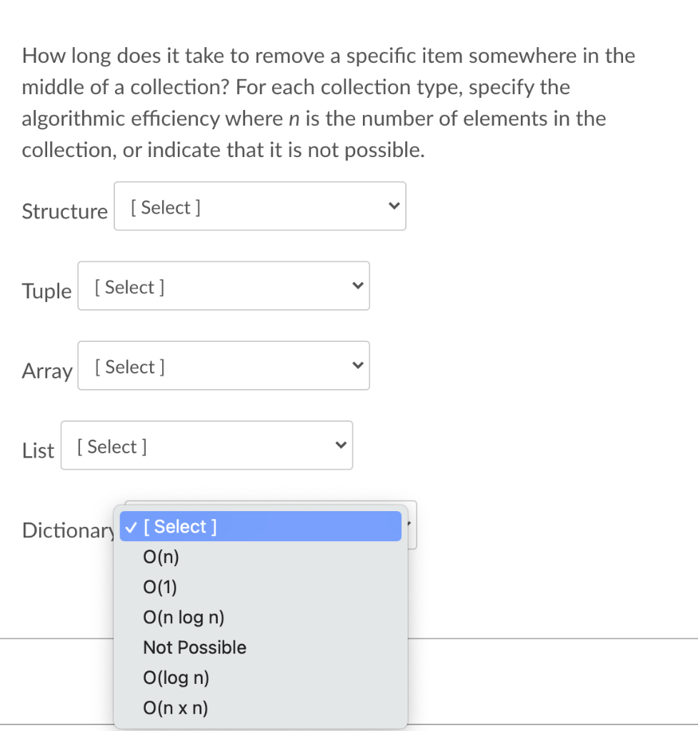 Solved How long does it take to remove a specific item | Chegg.com