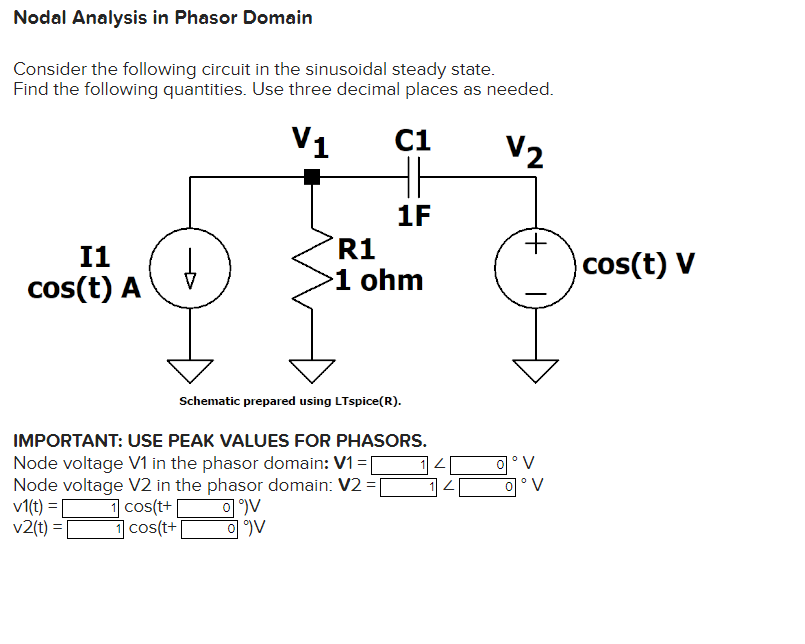 Solved Nodal Analysis in Phasor Domain Consider the | Chegg.com