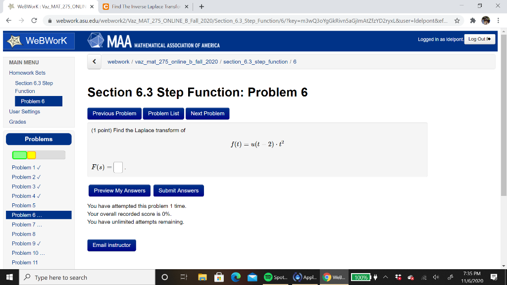 Solved 2 X WebWork: Vaz_MAT_275_ONLIN X C Find The Inverse | Chegg.com