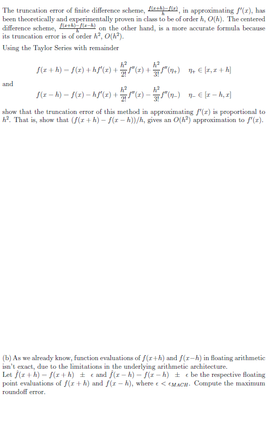 Solved The truncation error of finite difference scheme, | Chegg.com