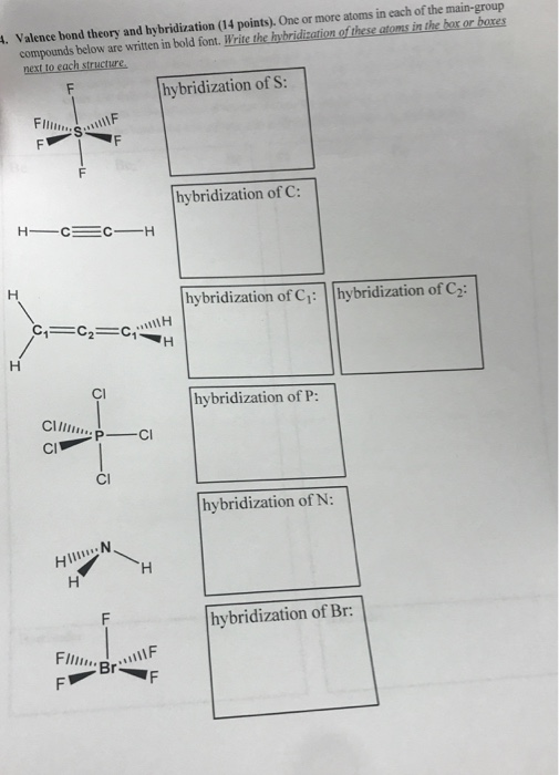 Solved . Valence bond theory and hybridization (14 points). | Chegg.com