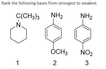 Solved Rank the following bases from strongest to weakest | Chegg.com