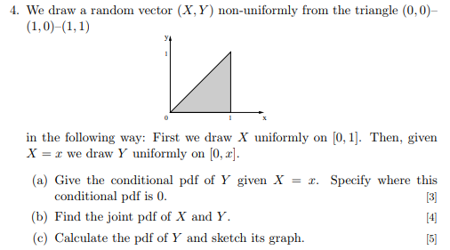 Solved 4. We draw a random vector (X, Y) non-uniformly from | Chegg.com