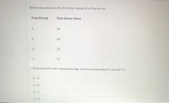 Solved Below you are given the first four values of a time | Chegg.com