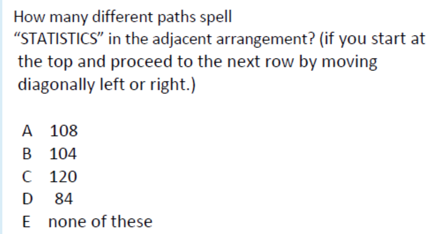 Solved How many different paths spell "STATISTICS” in the | Chegg.com