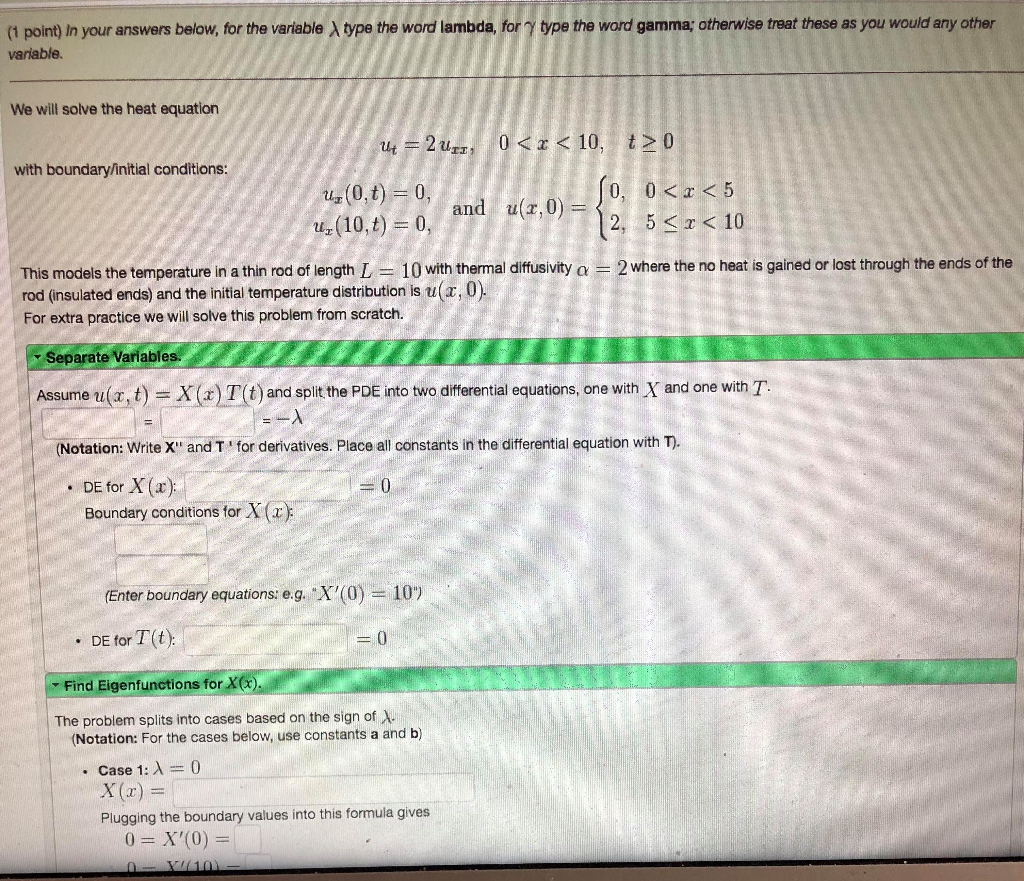 Solved (1 point) In your answers below, for the variable | Chegg.com