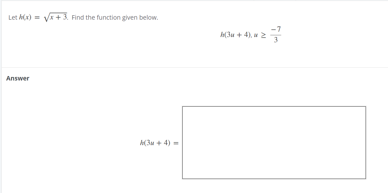 Solved Let h(x)=x+3. Find the function given below. | Chegg.com