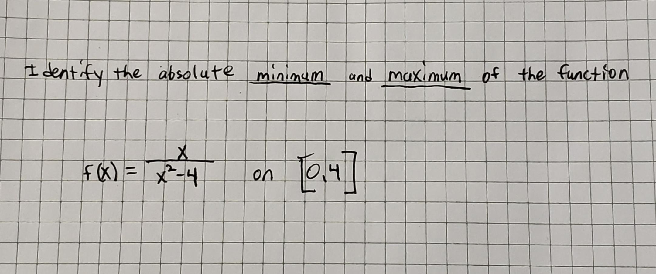 Solved Identify the absolute minimum and maximum of the | Chegg.com