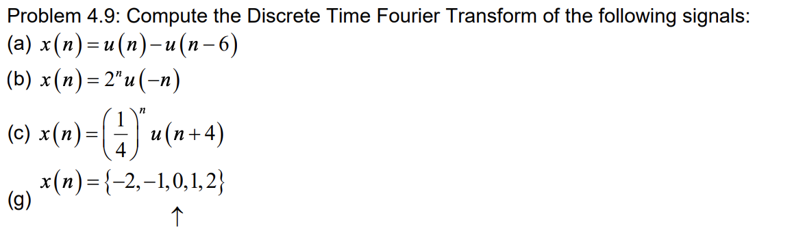 Solved Problem 4.9: Compute the Discrete Time Fourier | Chegg.com