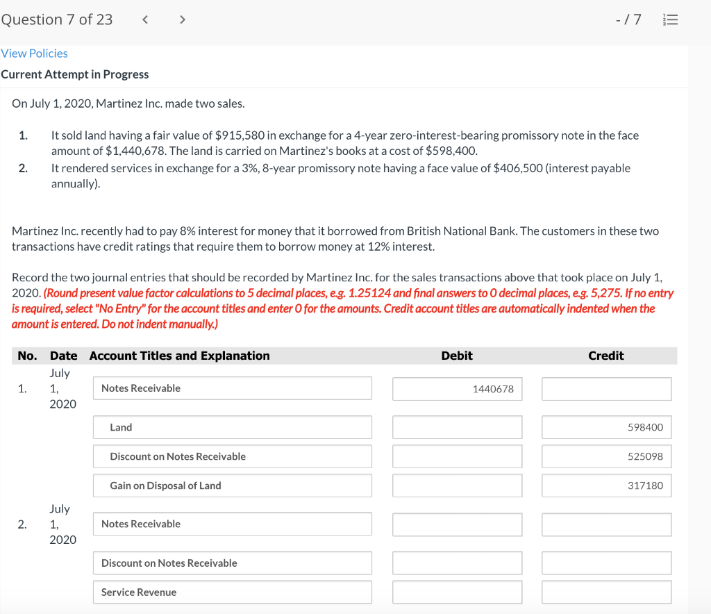 Solved Question 7 of 23 -/7 View Policies Current Attempt in | Chegg.com