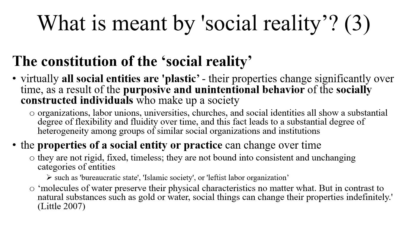 Solved Part I What is meant by 'social reality’? (1) | Chegg.com