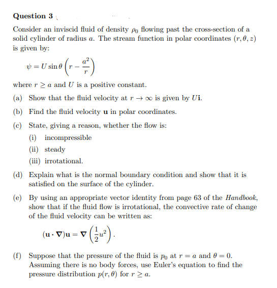 Solved Consider an inviscid fluid of density ρ0 flowing past | Chegg.com
