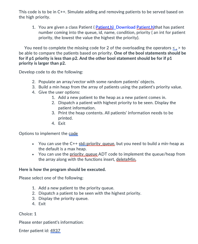 Solved This code is to be in C++. Simulate adding and | Chegg.com