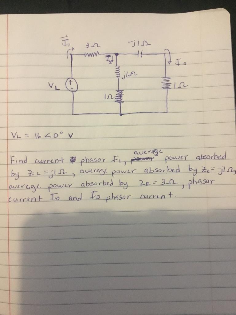 Solved Find current phasors I0, I1 and I2 Average power | Chegg.com