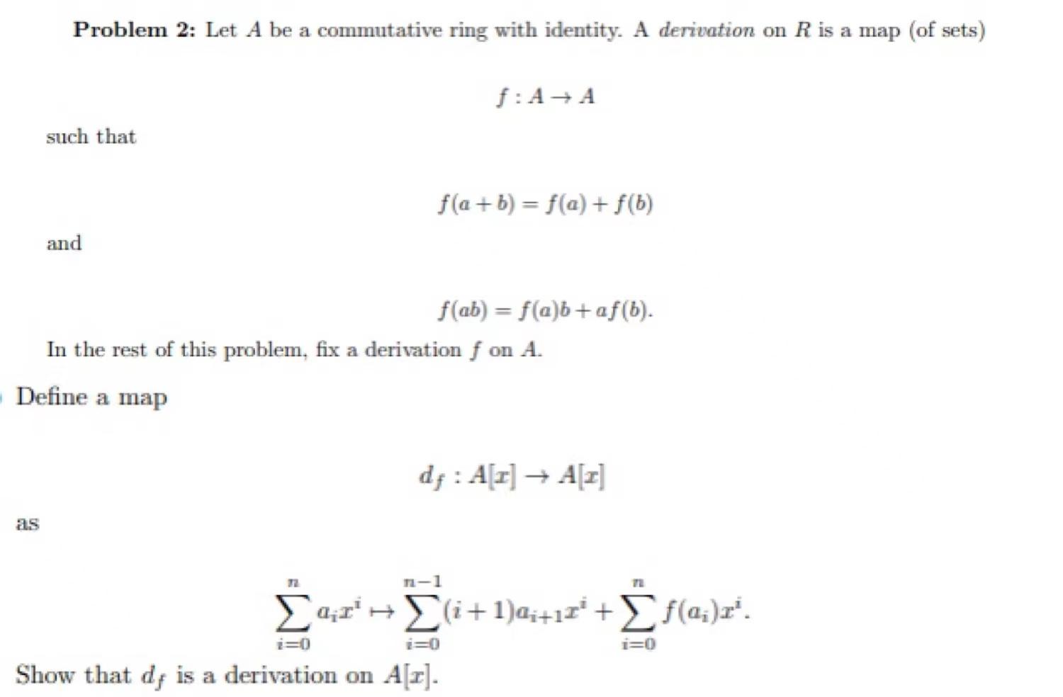 Solved Problem 2: Let A be a commutative ring with identity. | Chegg.com