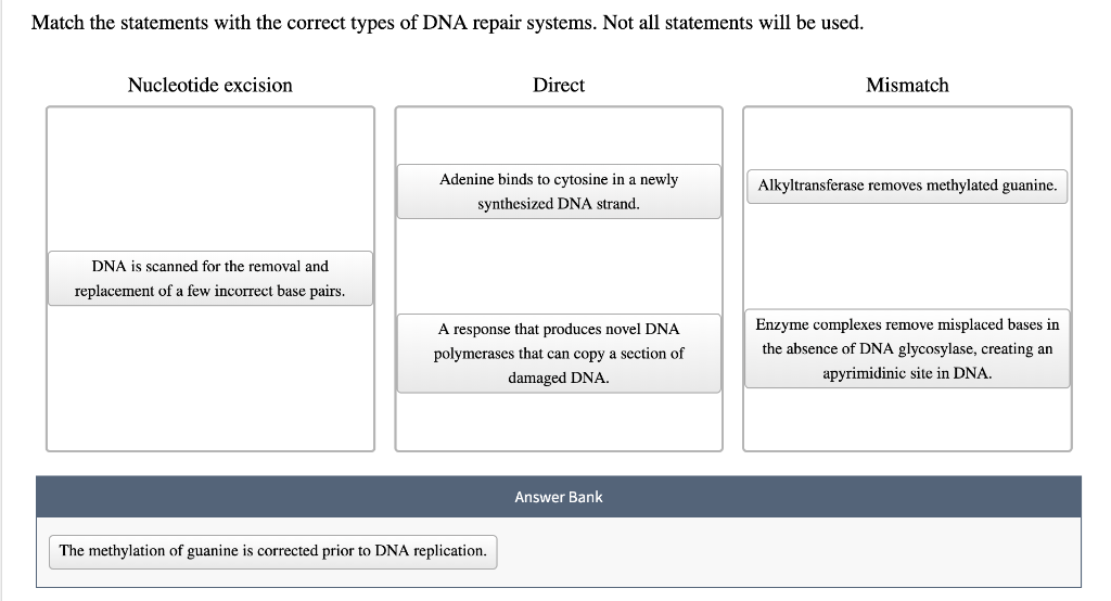 Solved Match the statements with the correct types of DNA | Chegg.com