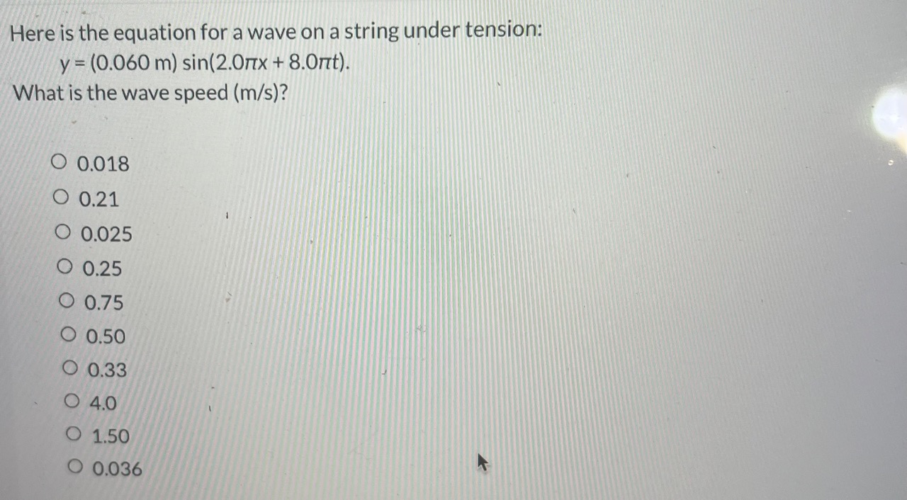 Solved Here is the equation for a wave on a string under | Chegg.com