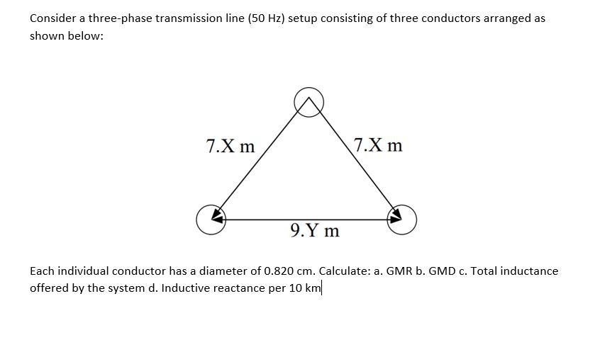 Solved Consider a three-phase transmission line (50 Hz) | Chegg.com