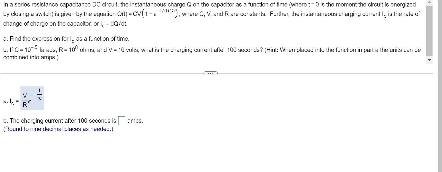 Solved In a series resistance-capacitance DC circuit, the | Chegg.com