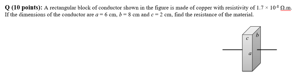 Solved Q (10 points): A rectangular block of conductor shown | Chegg.com