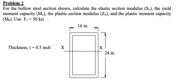 Solved Problem 2 For the hollow steel section shown, | Chegg.com