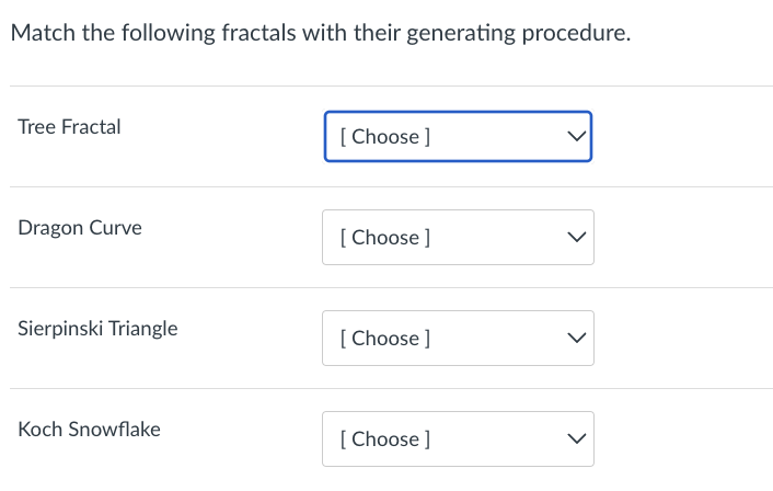 Solved Match the following fractals with their generating | Chegg.com