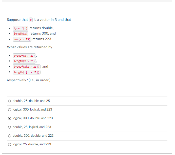 Solved double, 25 , double, and 25 logical, 300, logical, | Chegg.com