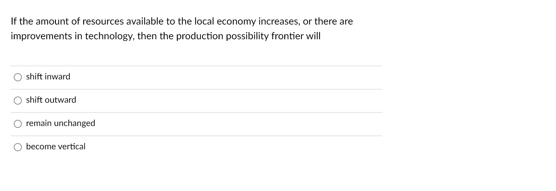 Solved If the amount of resources available to the local | Chegg.com