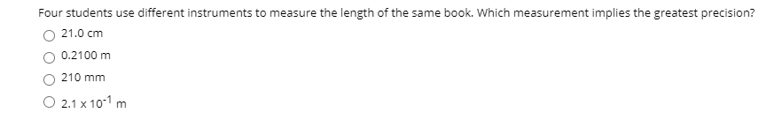 Solved Four students use different instruments to measure | Chegg.com