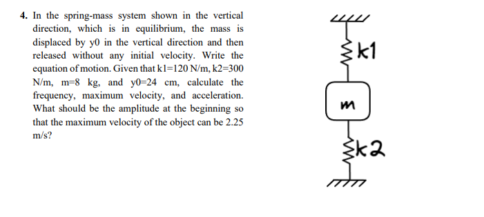Solved 4. In the spring-mass system shown in the vertical | Chegg.com