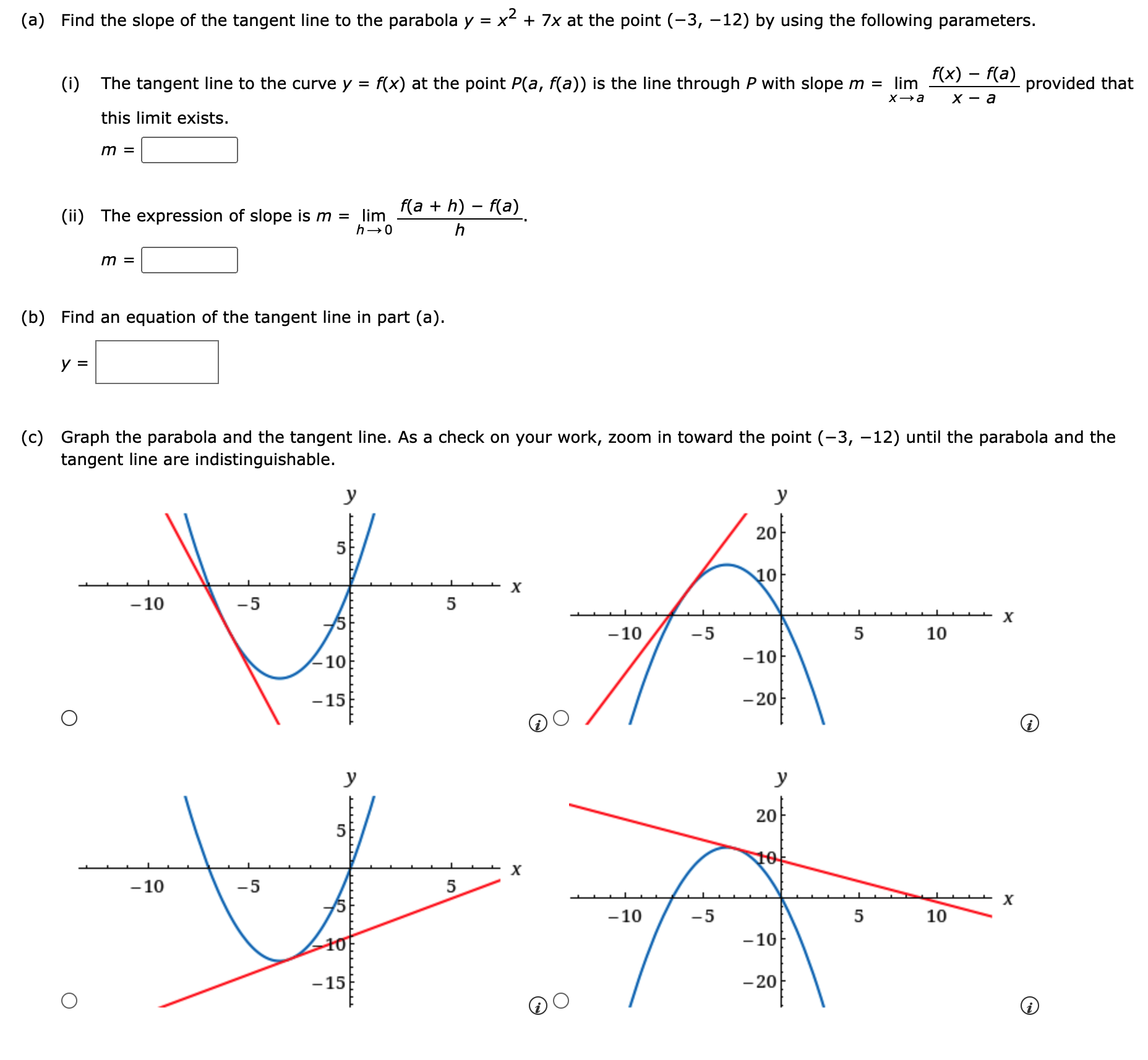 Solved (c) ﻿Graph the parabola and the tangent line. As a | Chegg.com