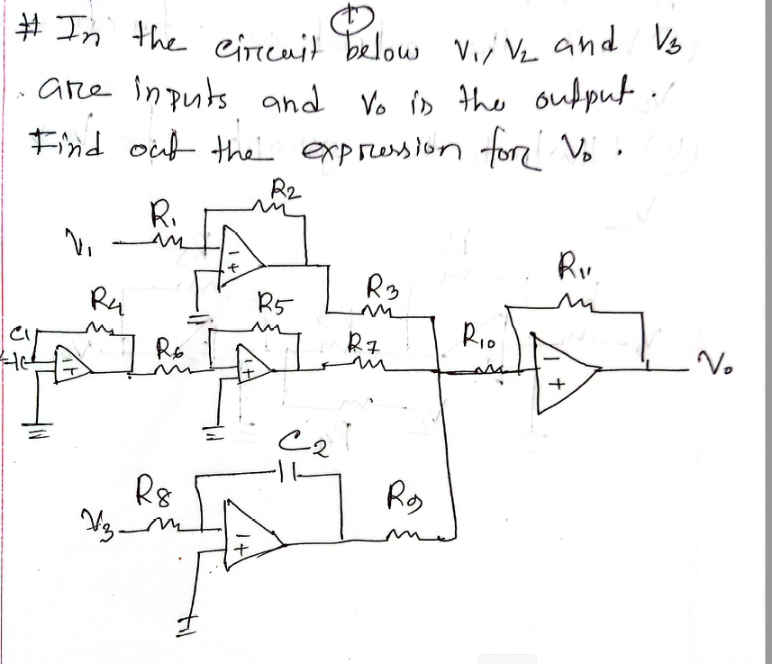 Solved \# In the circuit below v1,v2 and v3 are inputs and | Chegg.com