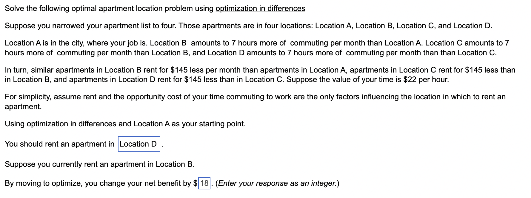 Solved Solve the following optimal apartment location | Chegg.com