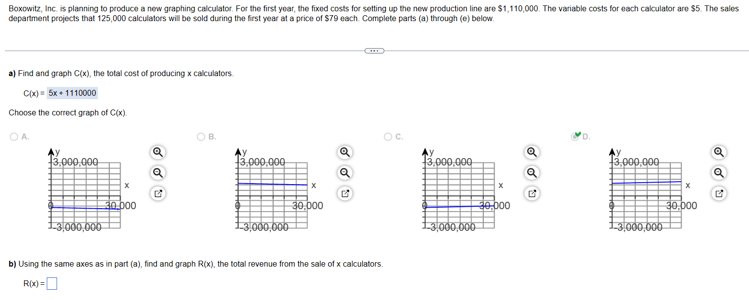 Solved department projects that 125,000 calculators will be | Chegg.com