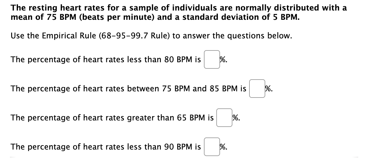Solved The resting heart rates for a sample of individuals | Chegg.com