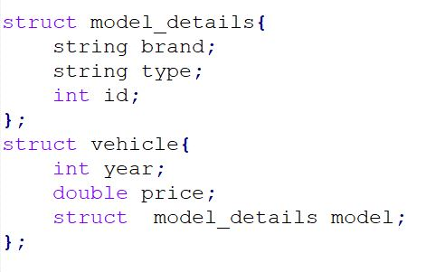 Solved Create a program in C++ A database of vehicle details | Chegg.com