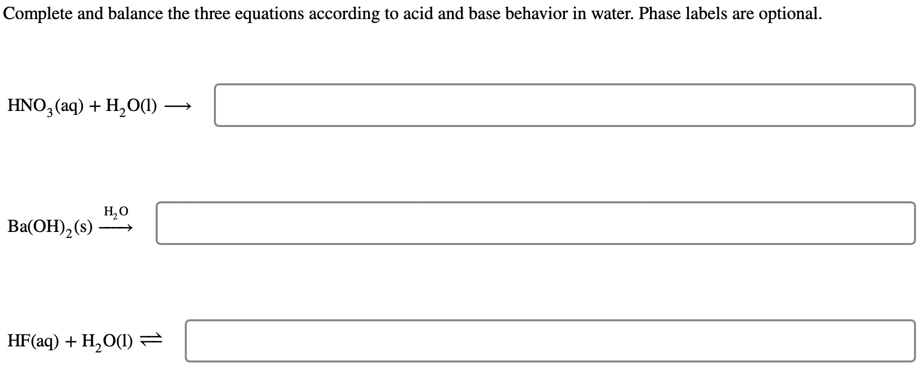 Solved Complete and balance the three equations according to | Chegg.com