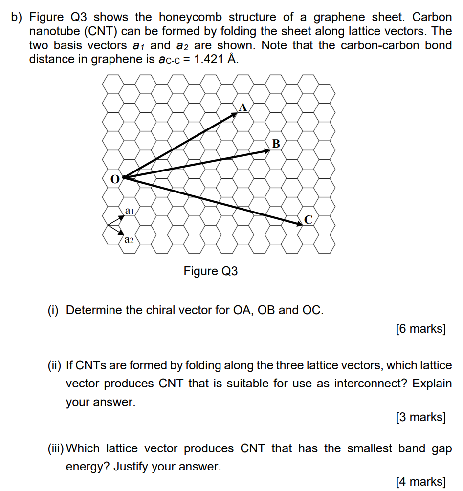 b) Figure Q3 shows the honeycomb structure of a | Chegg.com