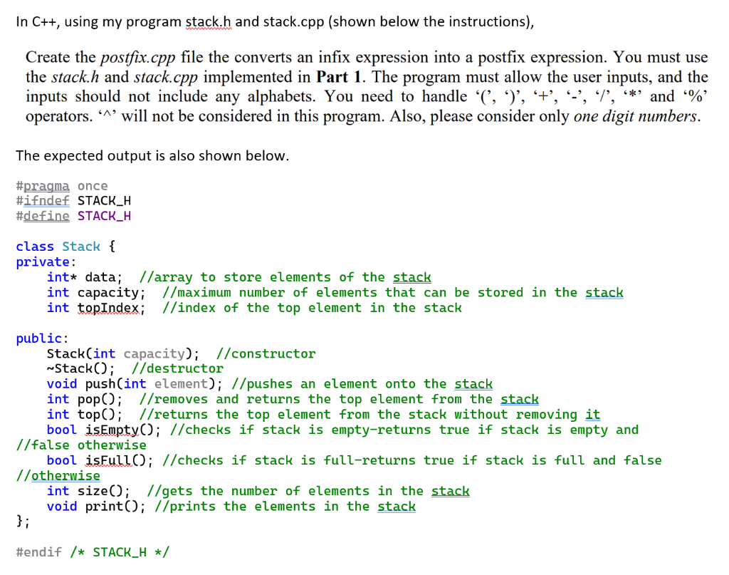 Solved From our expert: The stack defined has int* data | Chegg.com