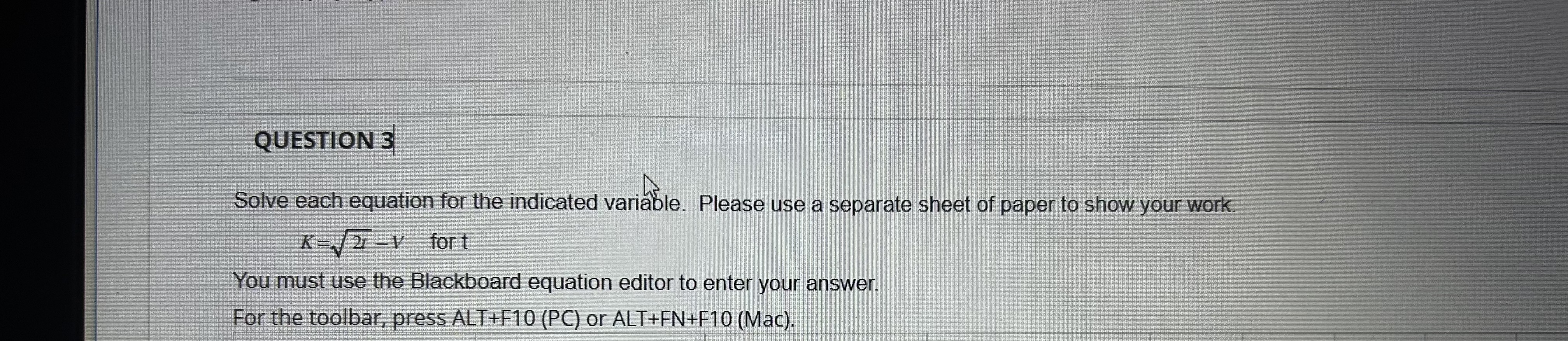 Solved QUESTION 3 Solve each equation for the indicated | Chegg.com
