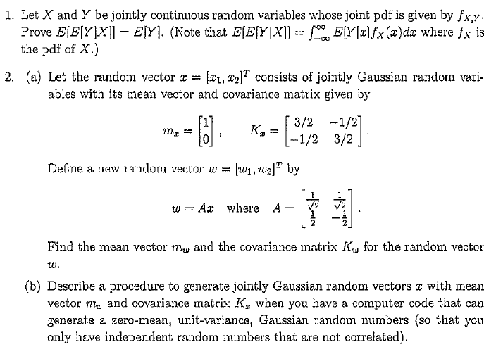 Solved 1. Let X and Y be jointly continuous random variables | Chegg.com