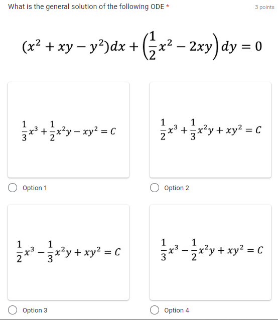 Solved What is the general solution of the following ODE * 3 | Chegg.com