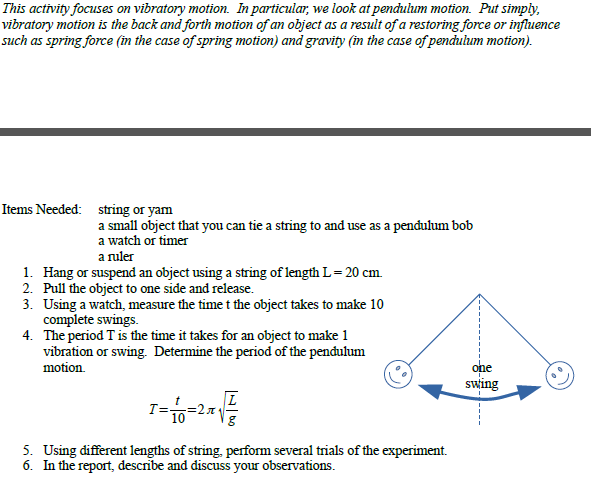 Solved This activity focuses on vibratory motion. In | Chegg.com