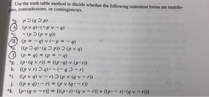 Solved Use the truth table method to decide whether the | Chegg.com