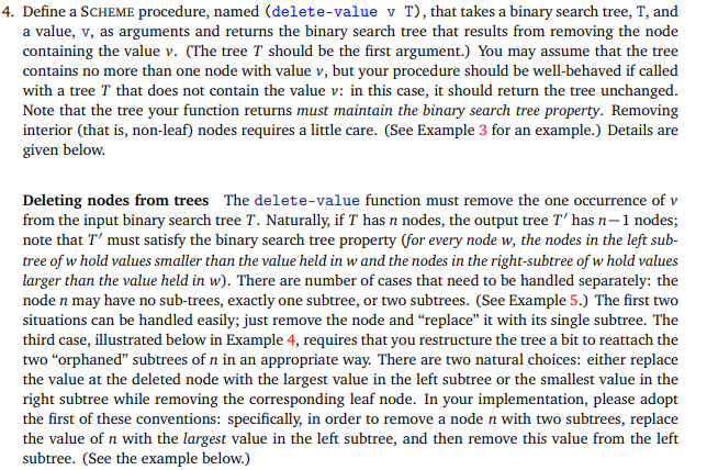 4. Define a SCHEME procedure, named (delete-value v | Chegg.com