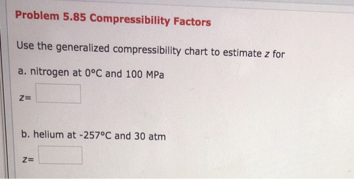 Solved Problem 5.85 Compressibility Factors Use the | Chegg.com