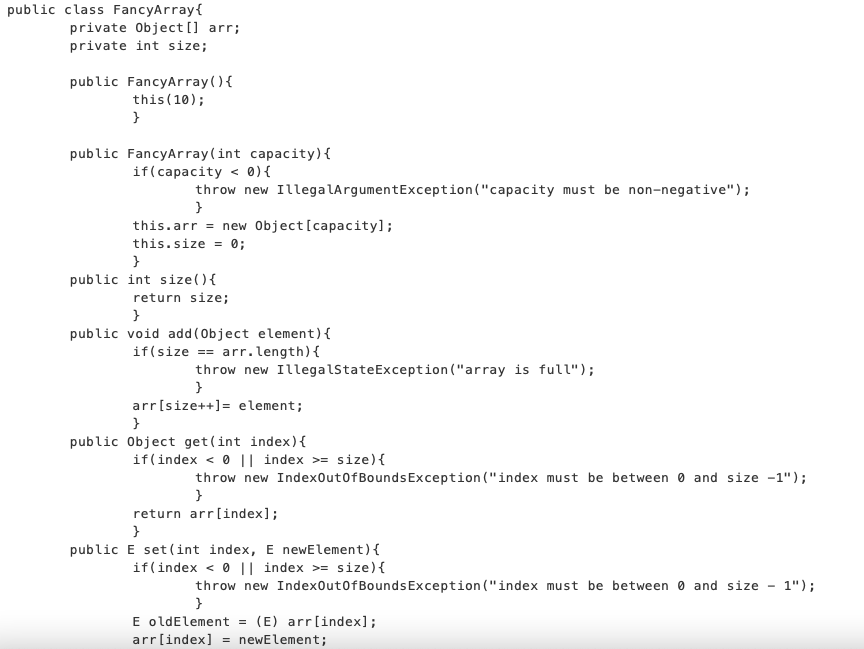 Solved Add to the FancyArray class a method named addFrom | Chegg.com
